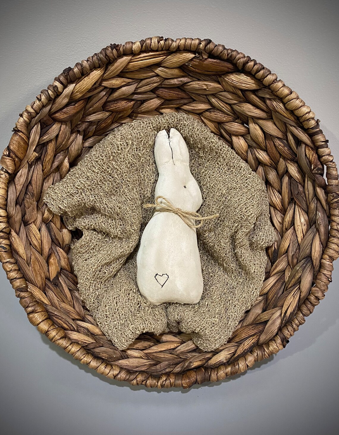 Primitive Farmhouse Bunny Bowl Filler Ornie Folk Art Easter Decor ...