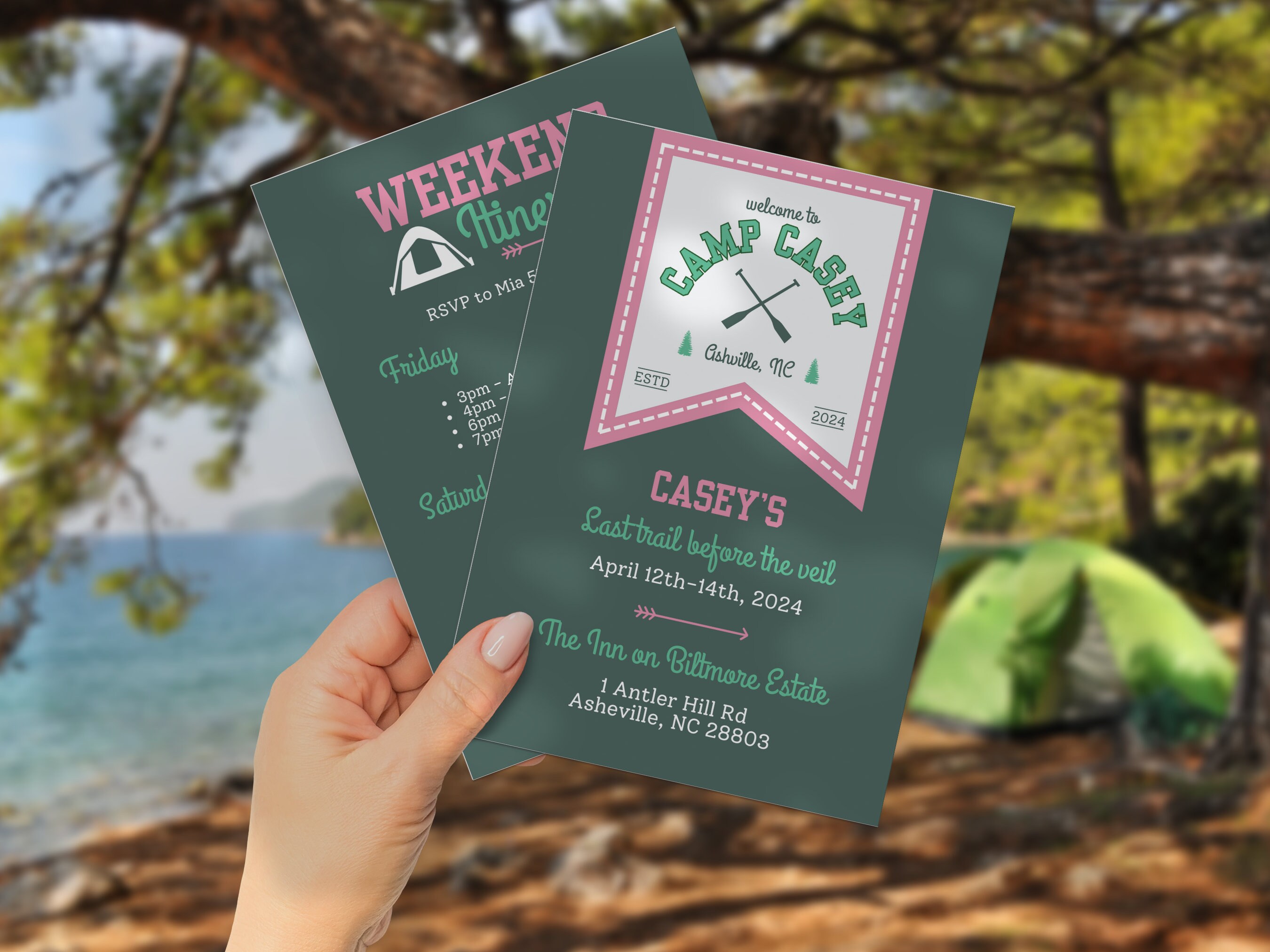 Camp Bachelorette Invitation Template and Itinerary, Lake Party Invite ...