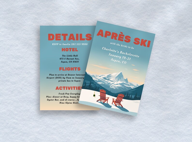 Après Ski Bachelorette Invitation Template Canva, Winter Bachelorette ...