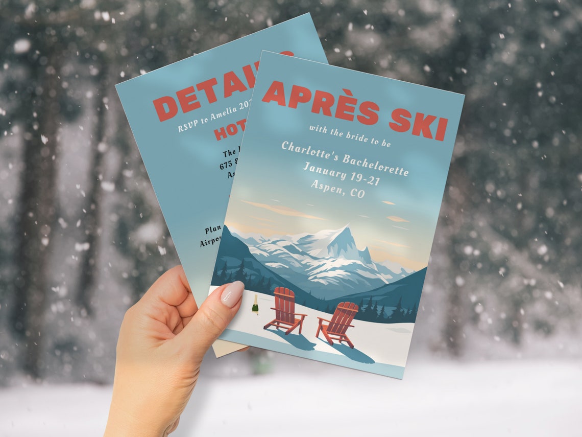 Après Ski Bachelorette Invitation Template Canva, Winter Bachelorette ...