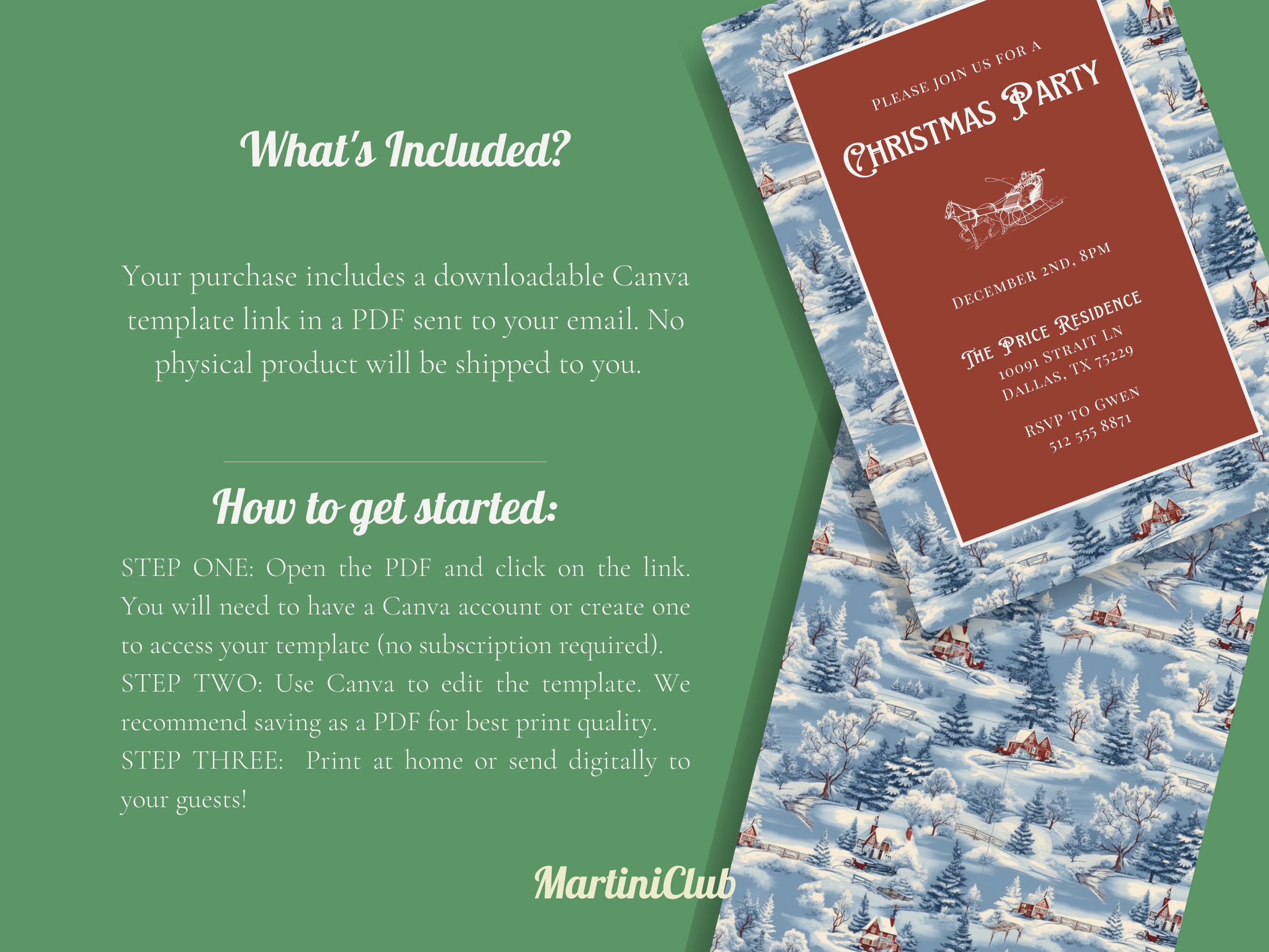 Toile Christmas Party Invitation Template, Toile De Jouy Invite ...