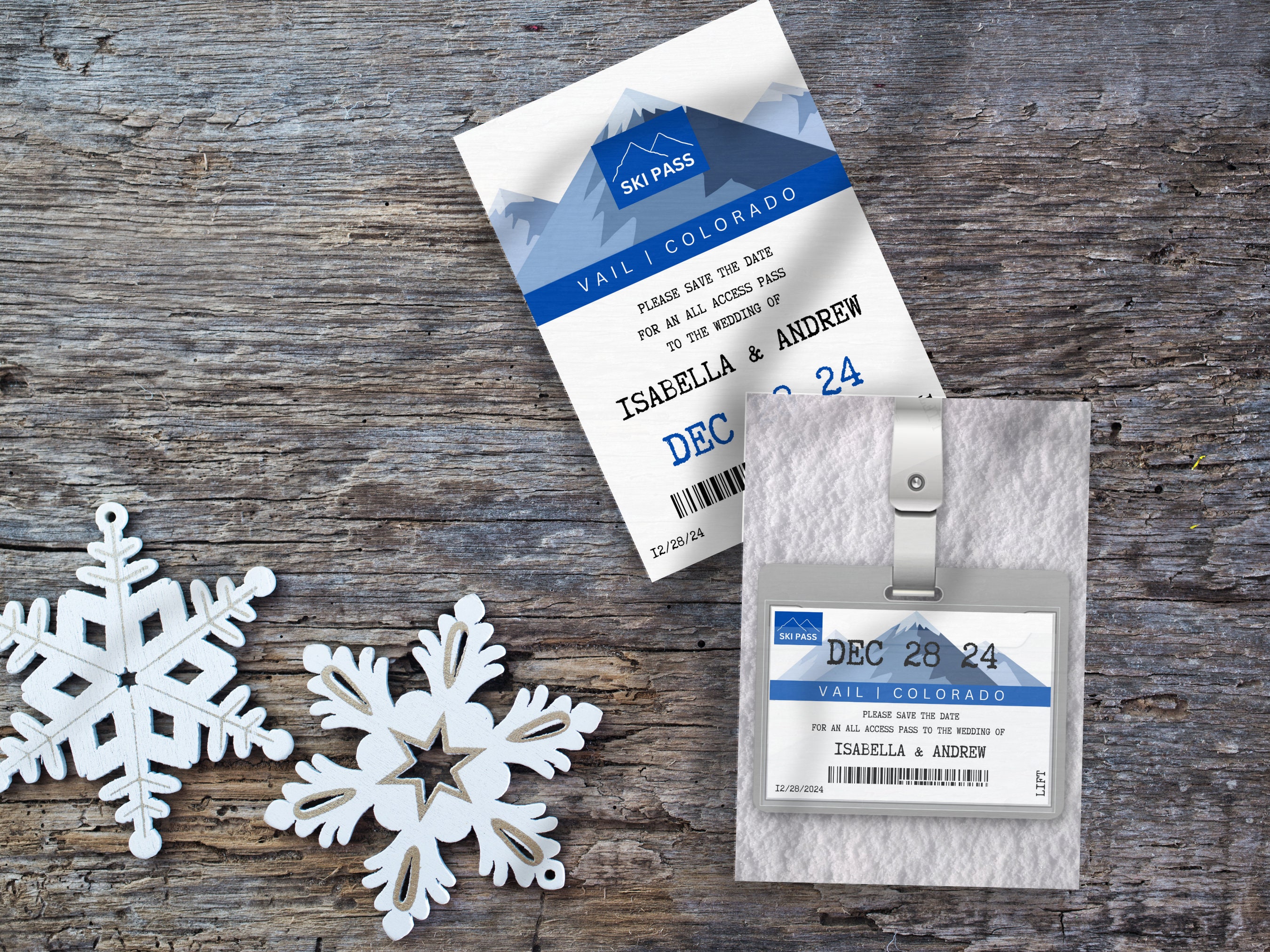 Lift Ticket Save the Date Wedding Invitation Template Canva, Ski Theme Invite, Mountain Wedding ...