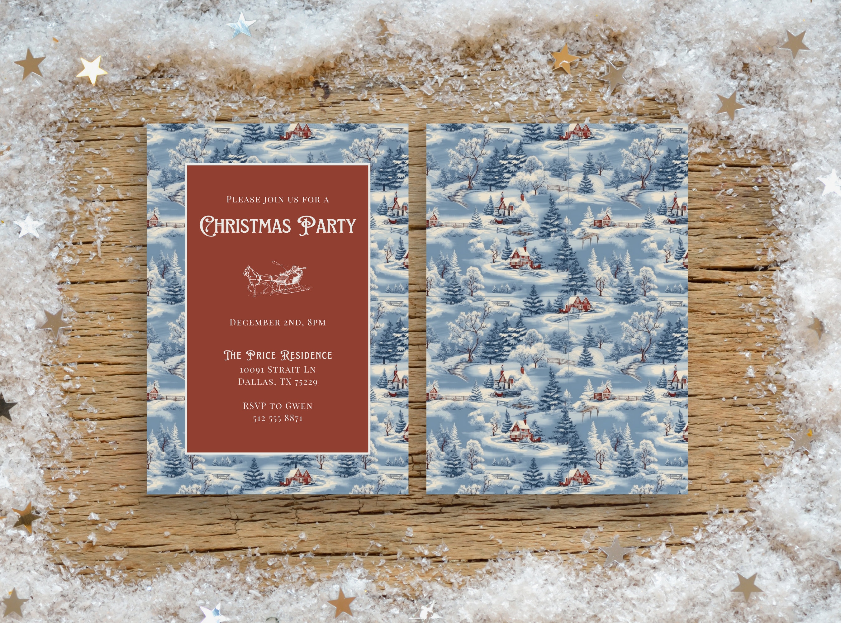 Toile Christmas Party Invitation Template, Toile De Jouy Invite ...