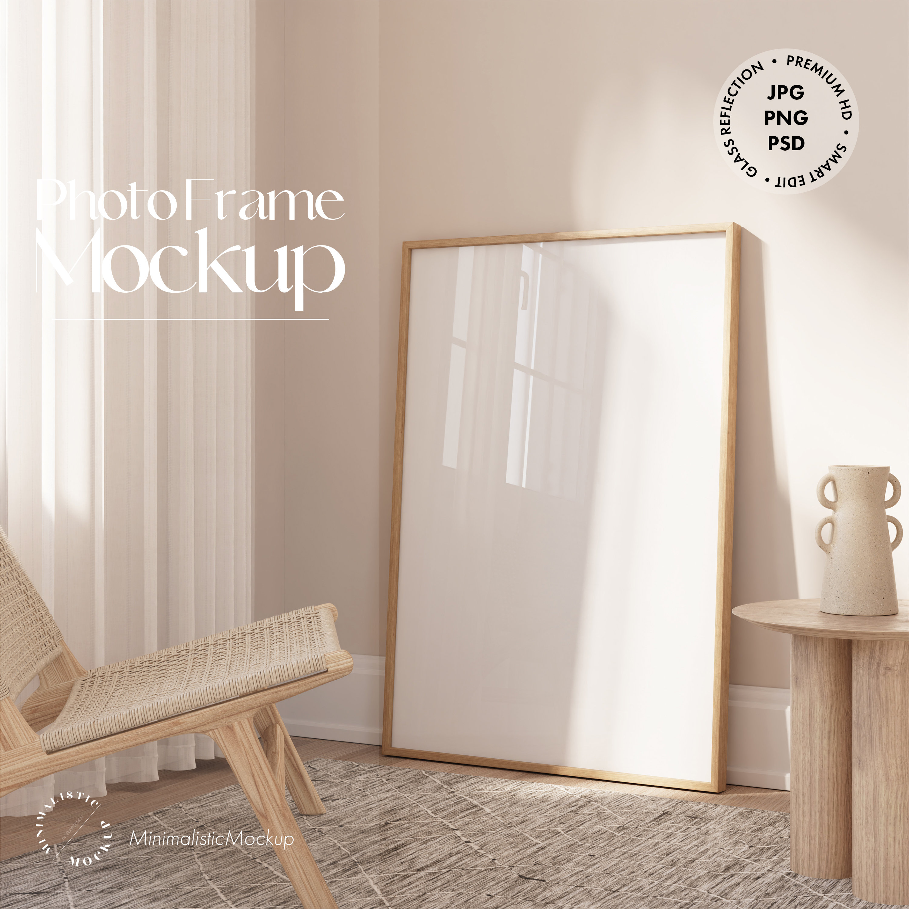 Realistic Frame Mockup With Glass Reflection, Print Frame Mockup ...