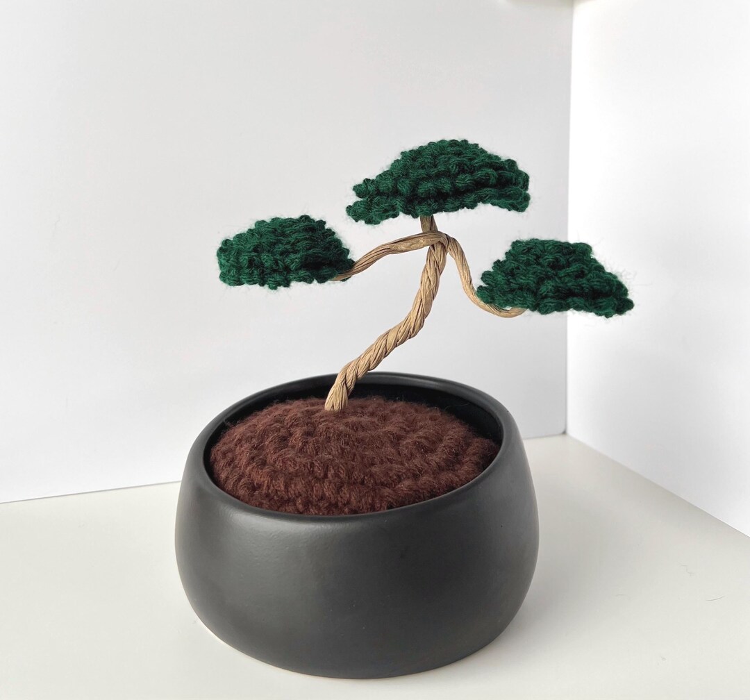Crochet Bonsai Tree in Ceramic Pot Realistic Artificial Bonsai - Etsy