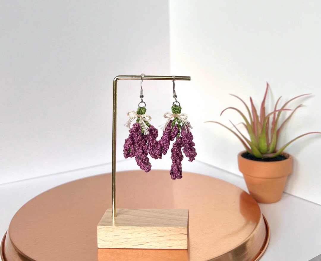 Crochet Lavender Earrings Made With 925 Sterling Silver Earring Hooks ...