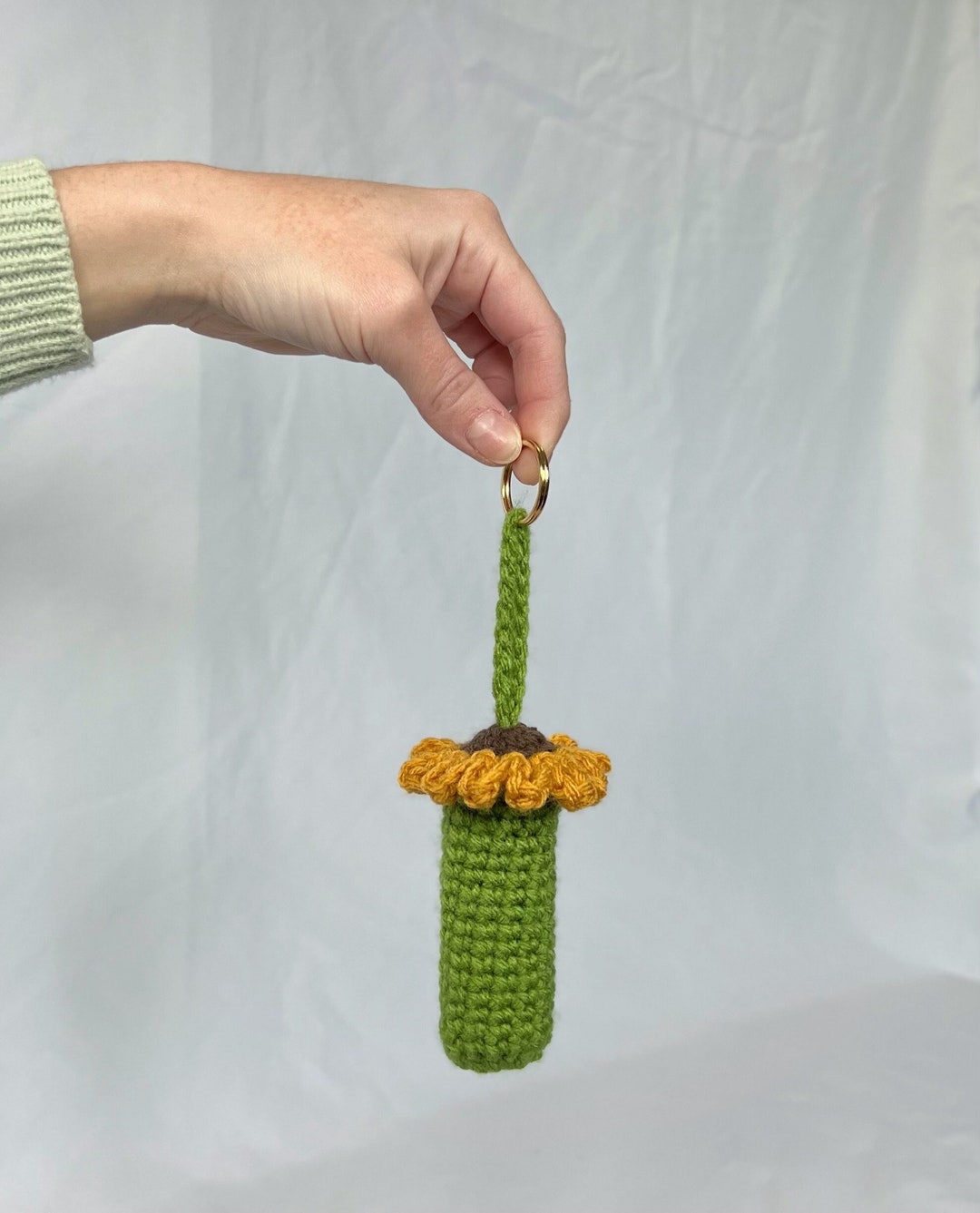 Crochet Sunflower Lighter Holder Keychain Sunflower Rectangle Vape ...