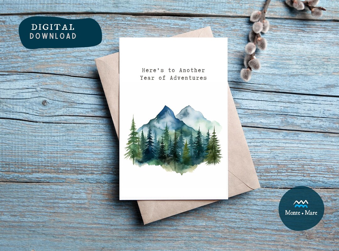 Here's to Another Year of Adventure Printable Card, Anniversary ...