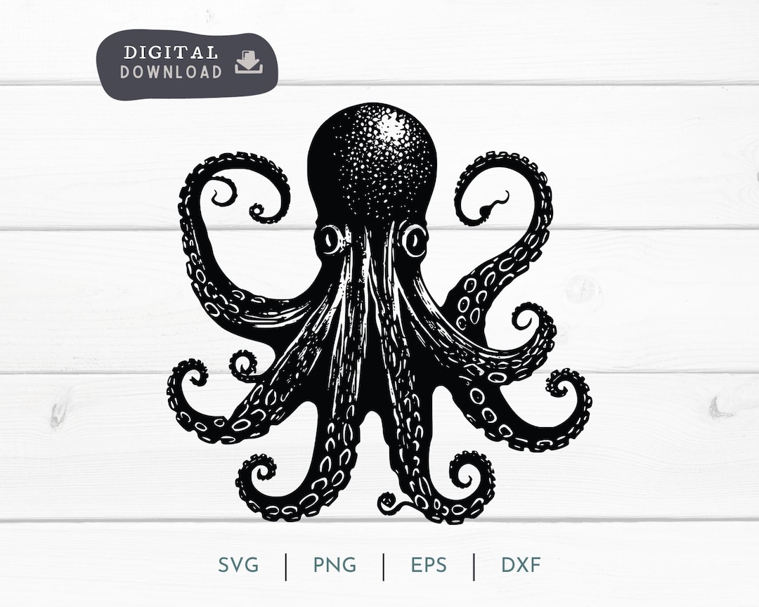 Octopus Instant Download SVG PNG, Sea, Ocean and Octopus EPS, Octopus ...