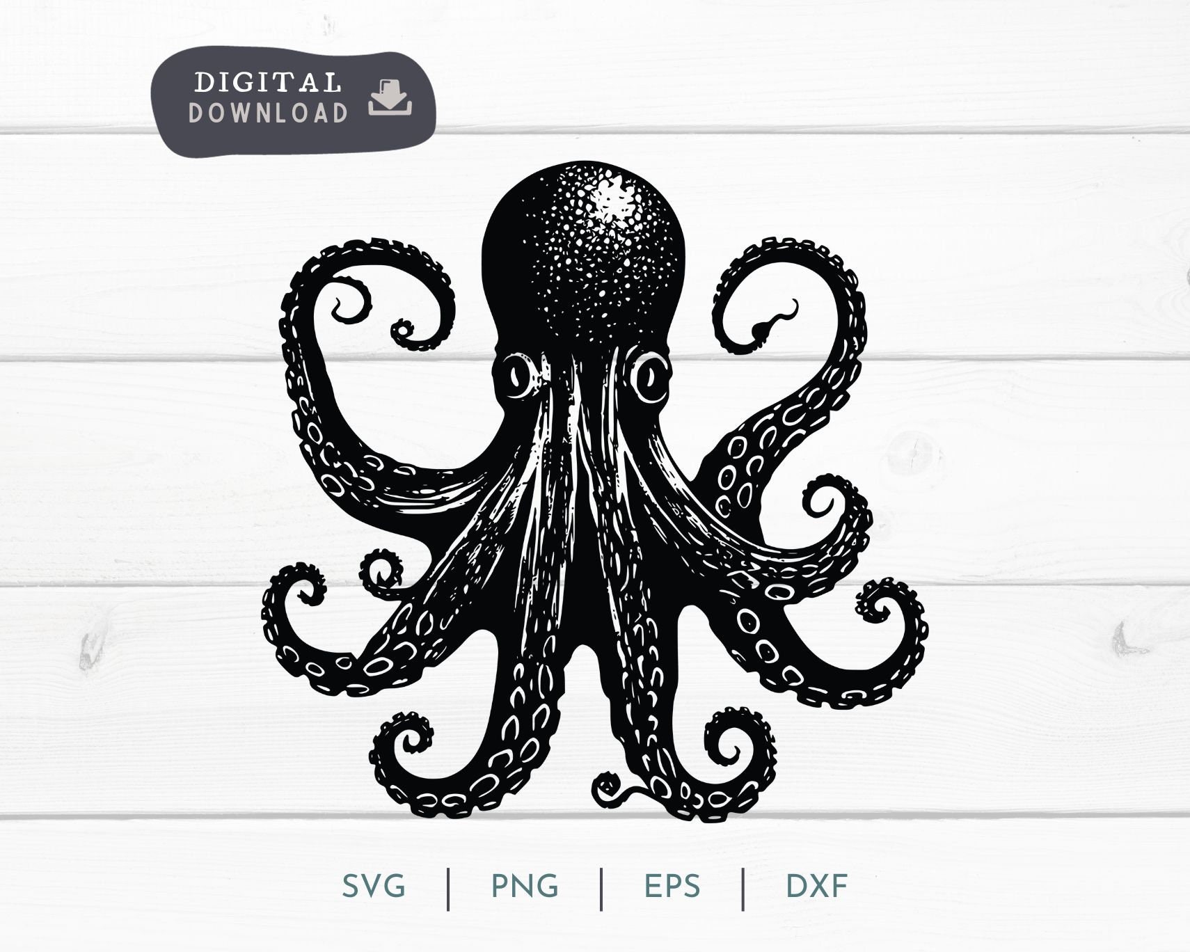 Octopus Instant Download SVG PNG, Sea, Ocean and Octopus EPS, Octopus ...
