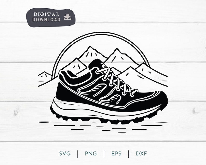 Hiking Shoes Mountain Instant Download SVG PNG, Adventure and Trail EPS ...