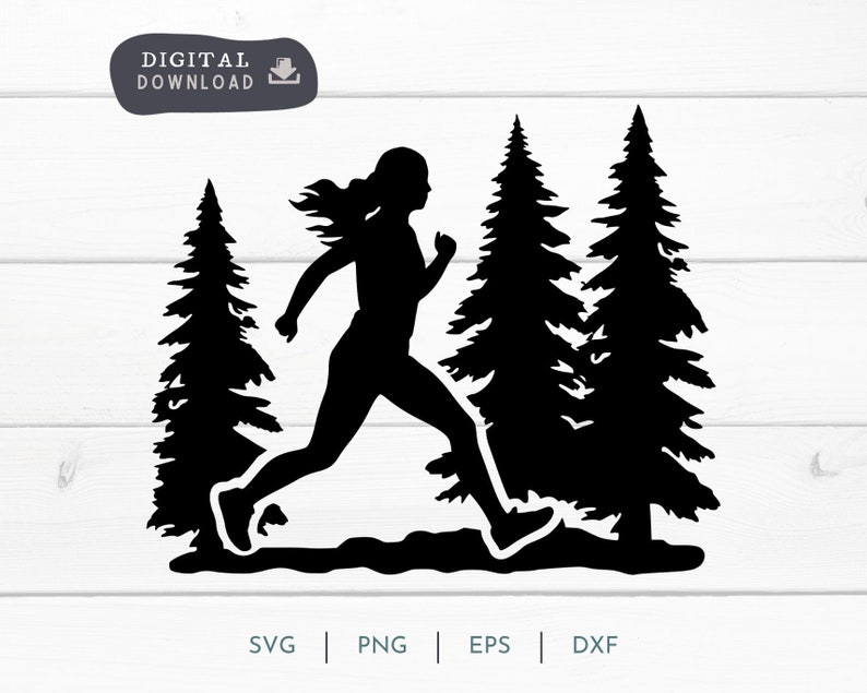 Running Girl Evergreen Tree SVG, Run, Runner, Forest Digital Clipart - Etsy