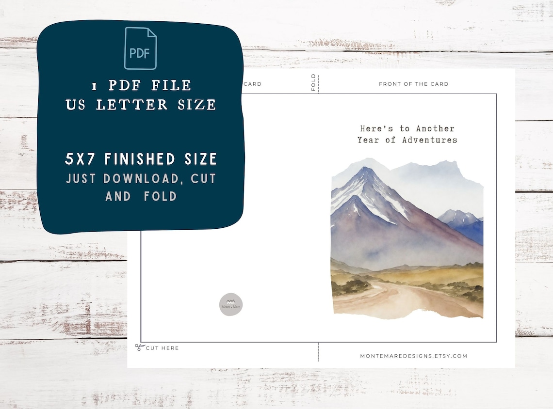 Here's to Another Year of Adventure Printable Card, Anniversary ...