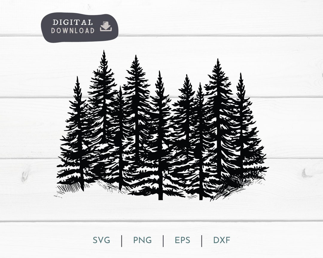 Evergreen Trees Fall Forest Instant Download SVG PNG, Forest Pine ...