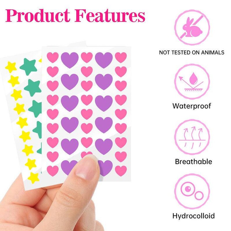 Colorful Cute Star-shaped Hydrocolloid Pimple Patches Acne Patches ...