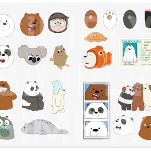 We Bare Bears Sticker Sheet | Grizzly Panda Ice Bear Sticker Sheets ...