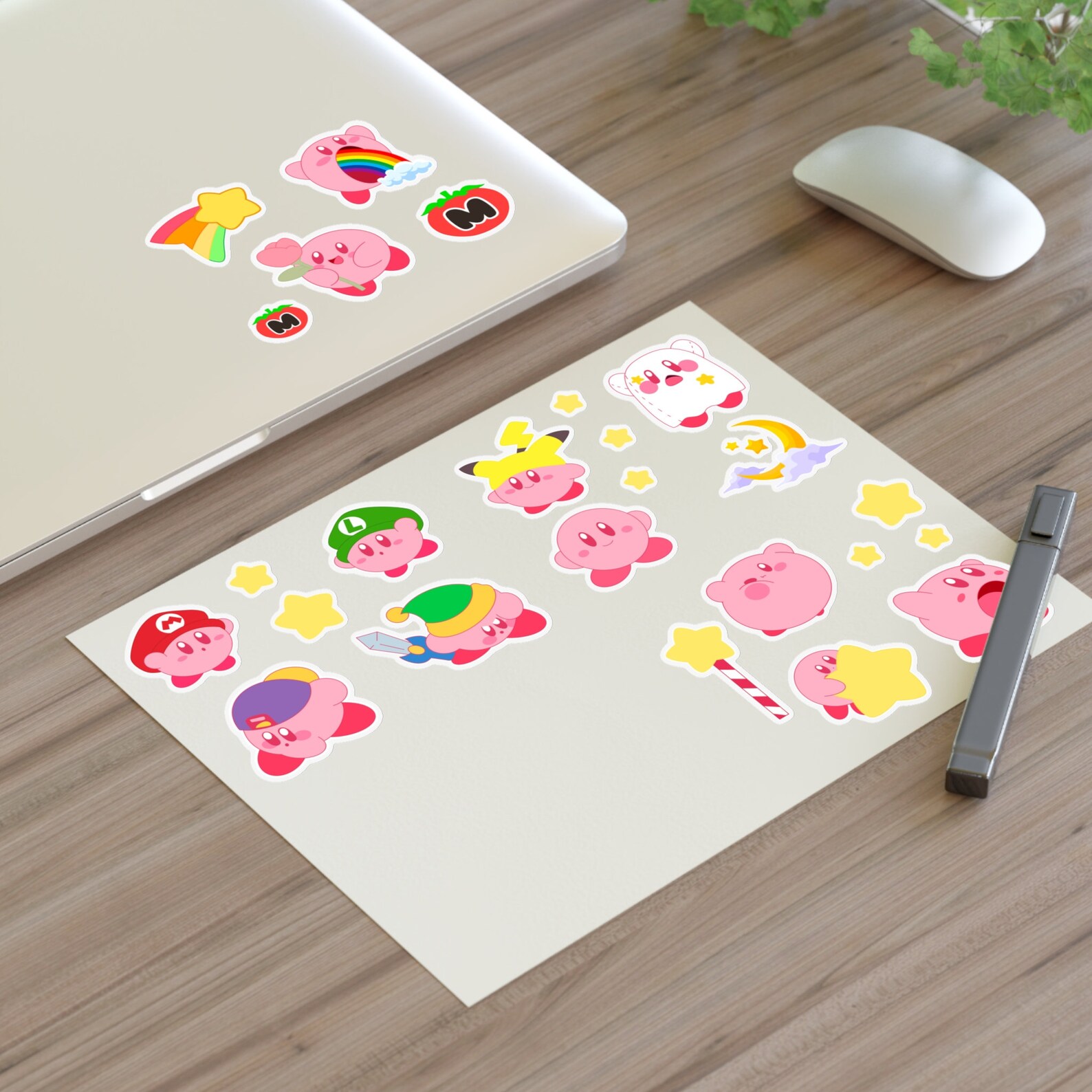 Kirby Sticker Sheets | Kirby Game Character Merch Cute Pink Stationery ...