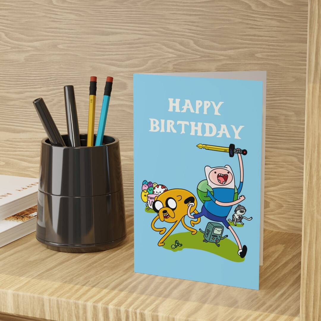Adventure Time Birthday Card Jake the Dog Finn the Human Happy Birthday ...