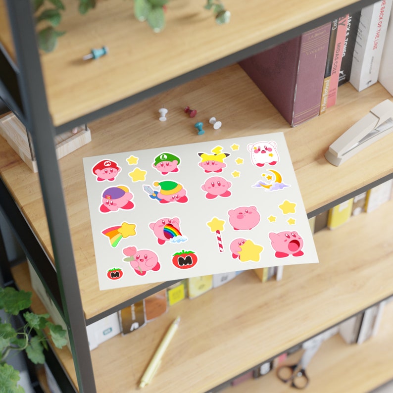 Kirby Sticker Sheets | Kirby Game Character Merch Cute Pink Stationery ...