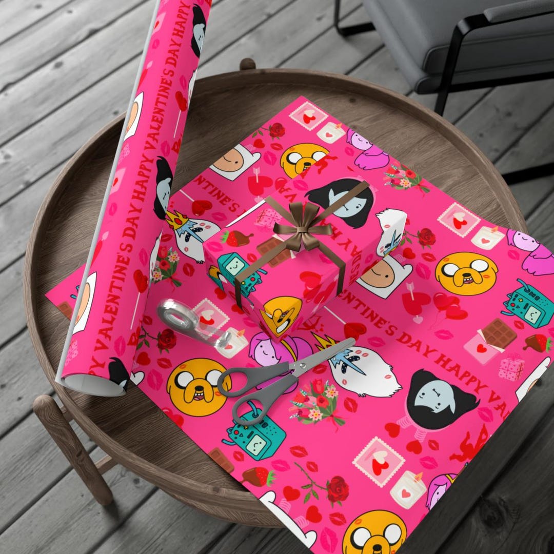 Adventure Time Valentine's Day Wrapping Paper | Vday Love Adventure ...