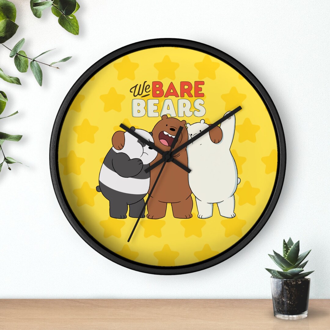 We Bare Bears Clock | Ice Bear Grizzly Panda Wall Clock Decoration ...