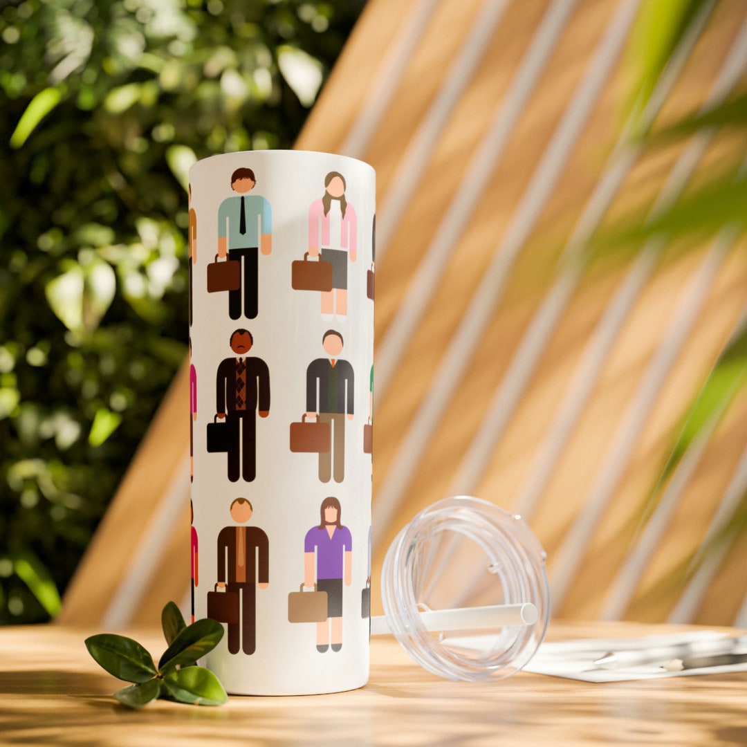 The Office Tumbler Dunder Mifflin Logo Character Skinny Tumbler With ...