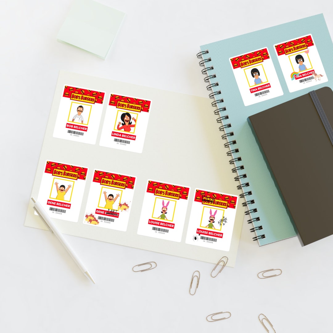 Bob's Burgers ID Badge Name Tag Sticker Sheets | Cosplay Costume Dress ...