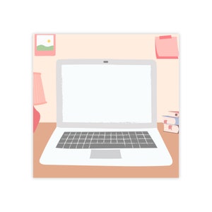 Cute Laptop Sticky Notes Pad | Kawaii Coquette Soft Aesthetic Post-it ...