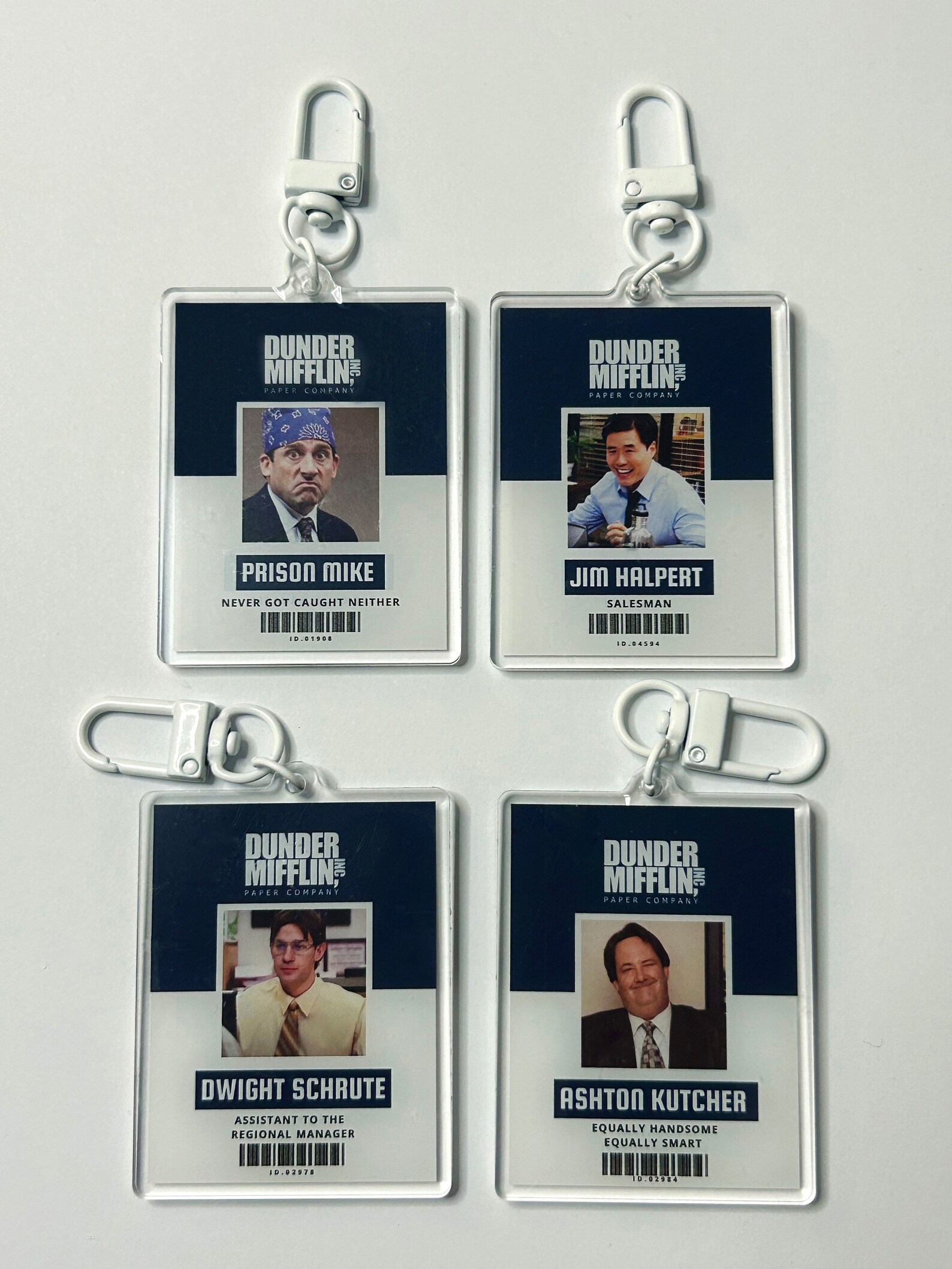 The Office Dunder Mifflin ID Badge Keychain Prison Mike Michael Scott ...