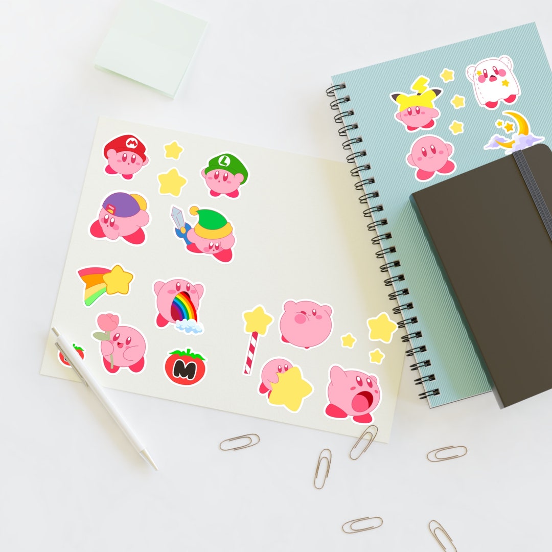 Kirby Sticker Sheets | Kirby Game Character Merch Cute Pink Stationery ...