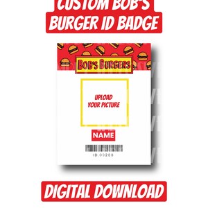 Bob's Burgers Custom Employee ID Badge, Name Tag, Id Card, Cosplay ...