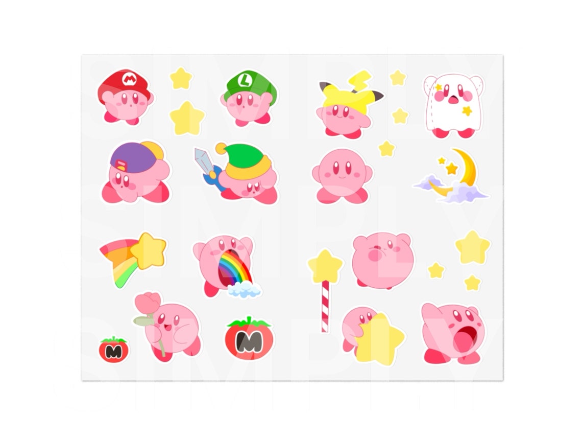 Kirby Sticker Sheets | Kirby Game Character Merch Cute Pink Stationery ...