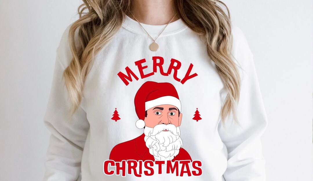 The Office Michael Scott Santa Christmas Crewneck Dunder Mifflin Merry ...