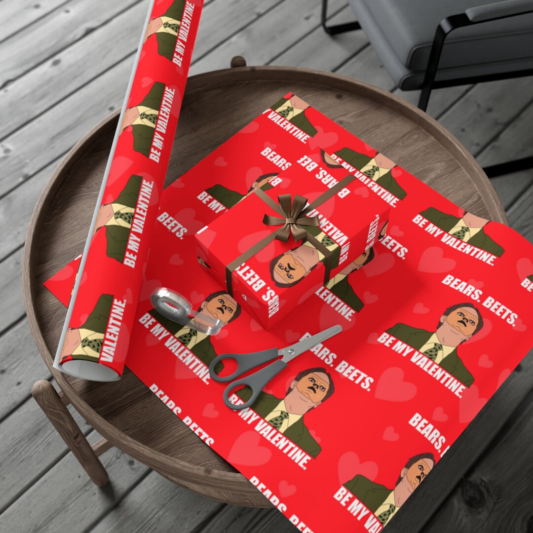 Dwight Schrute Bears Beets Be My Valentine Wrapping Paper | the Office ...