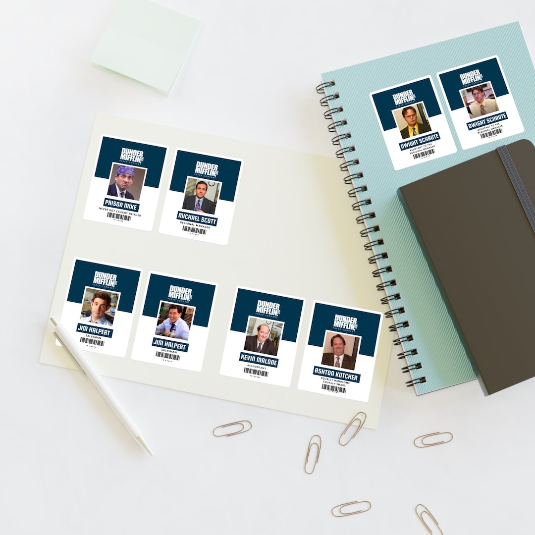 The Office Dunder Mifflin ID Badge Name Tag Sticker Sheets | Cosplay ...