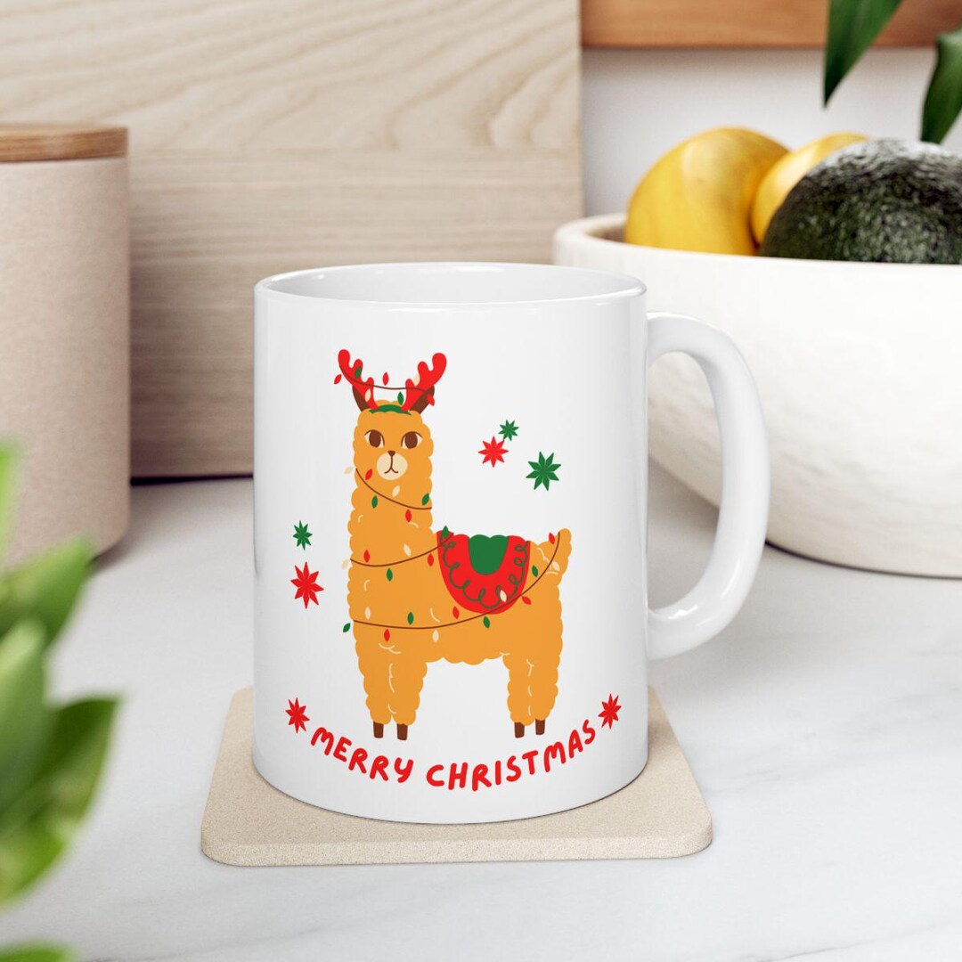Christmas Llama Alpaca Mug Cute Adorable Christmas Llama Alpaca Ceramic ...