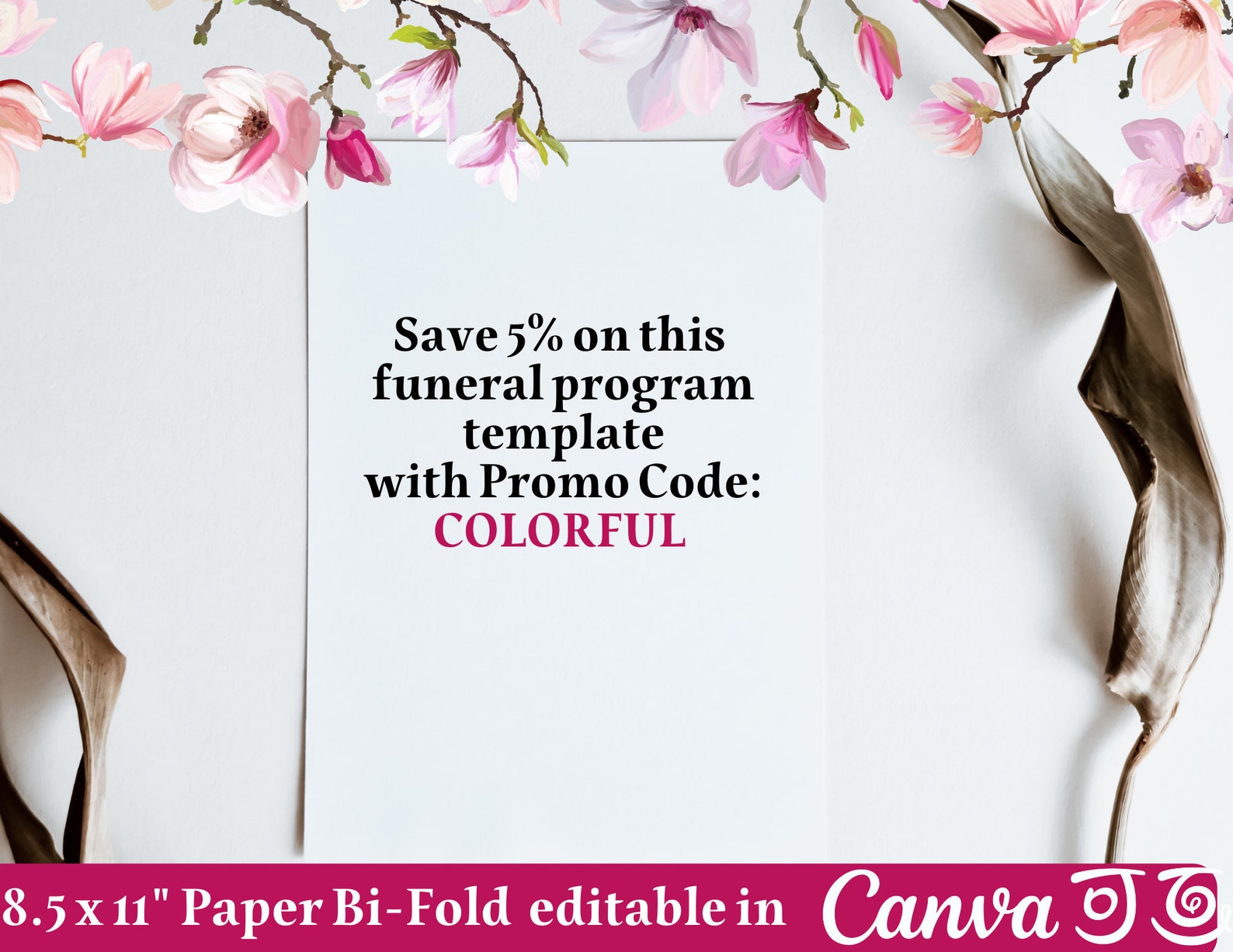 Colorful Magnolia Floral Funeral Program, Celebration of Life ...