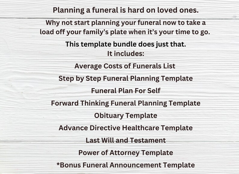 Funeral Planning Template Bundle, Emergency Binder, Celebration of Life ...