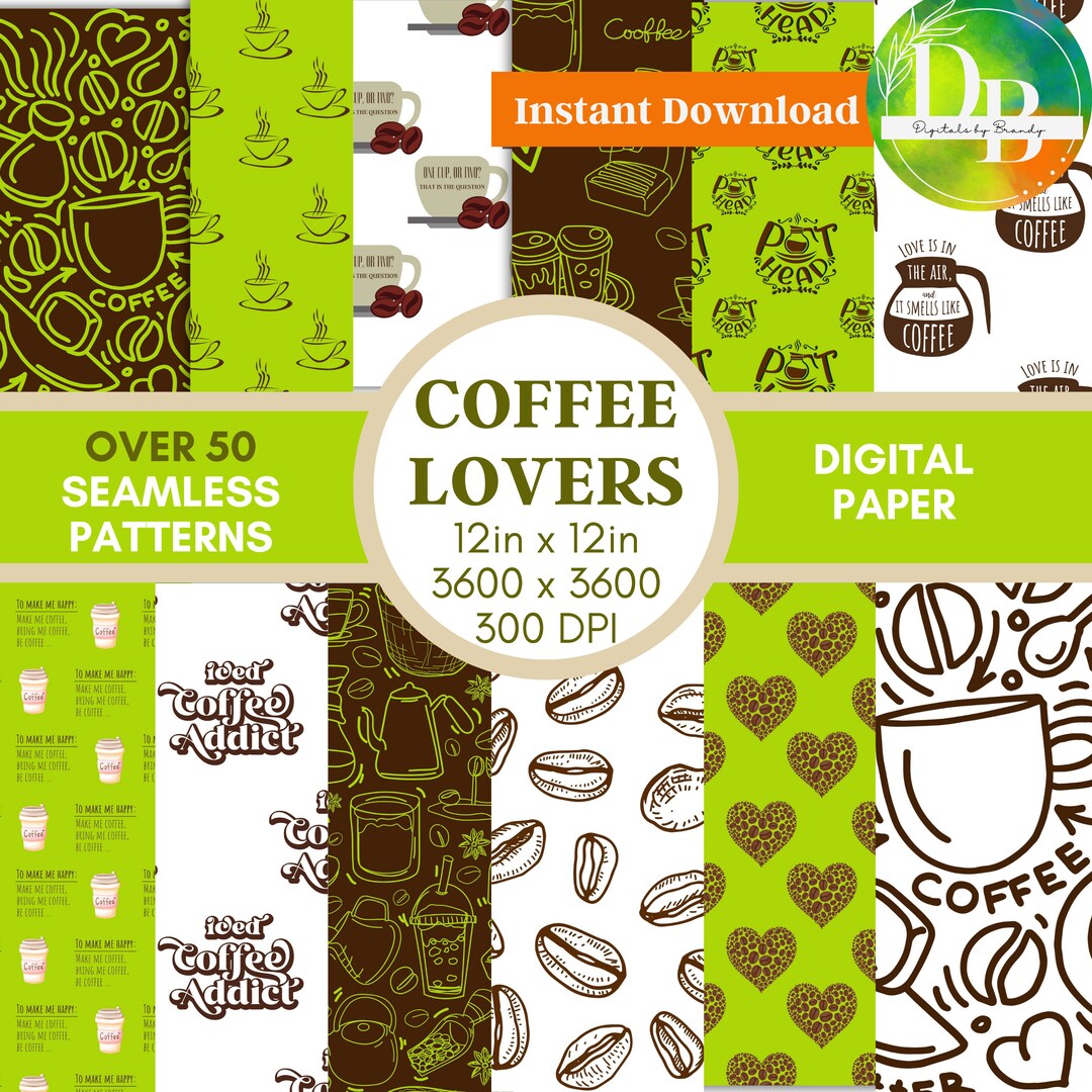 50+ Coffee-themed Sublimation Bundle, Pattern Paper, Paper Pattern JPG ...
