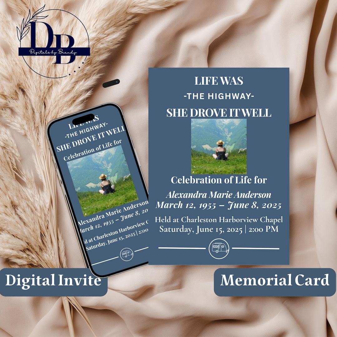 Road Trip Funeral Program Template – Printable Obituary Booklet for ...