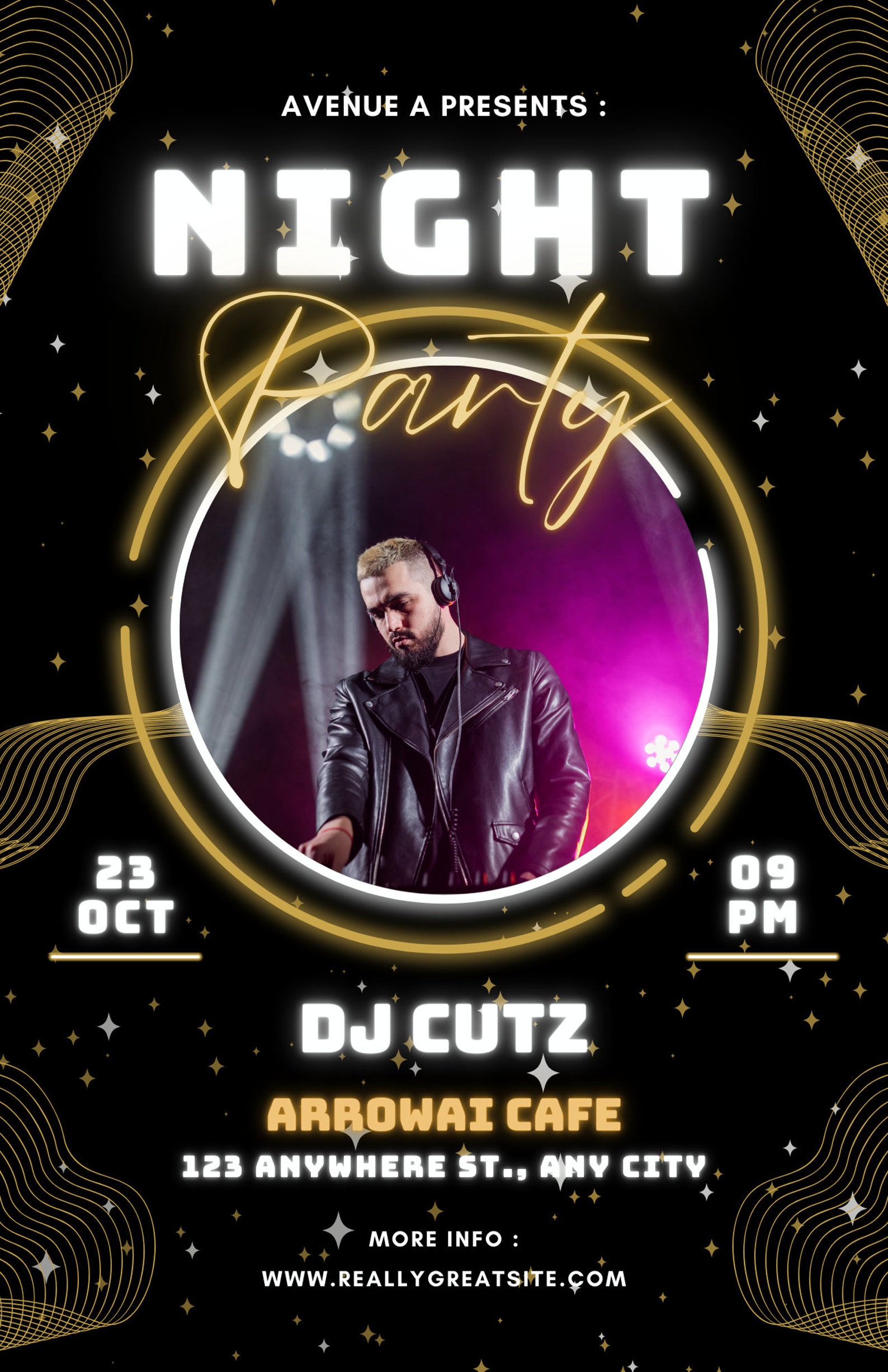 Editable Club Flyer Template for Canva, Instant Download DIY Event ...