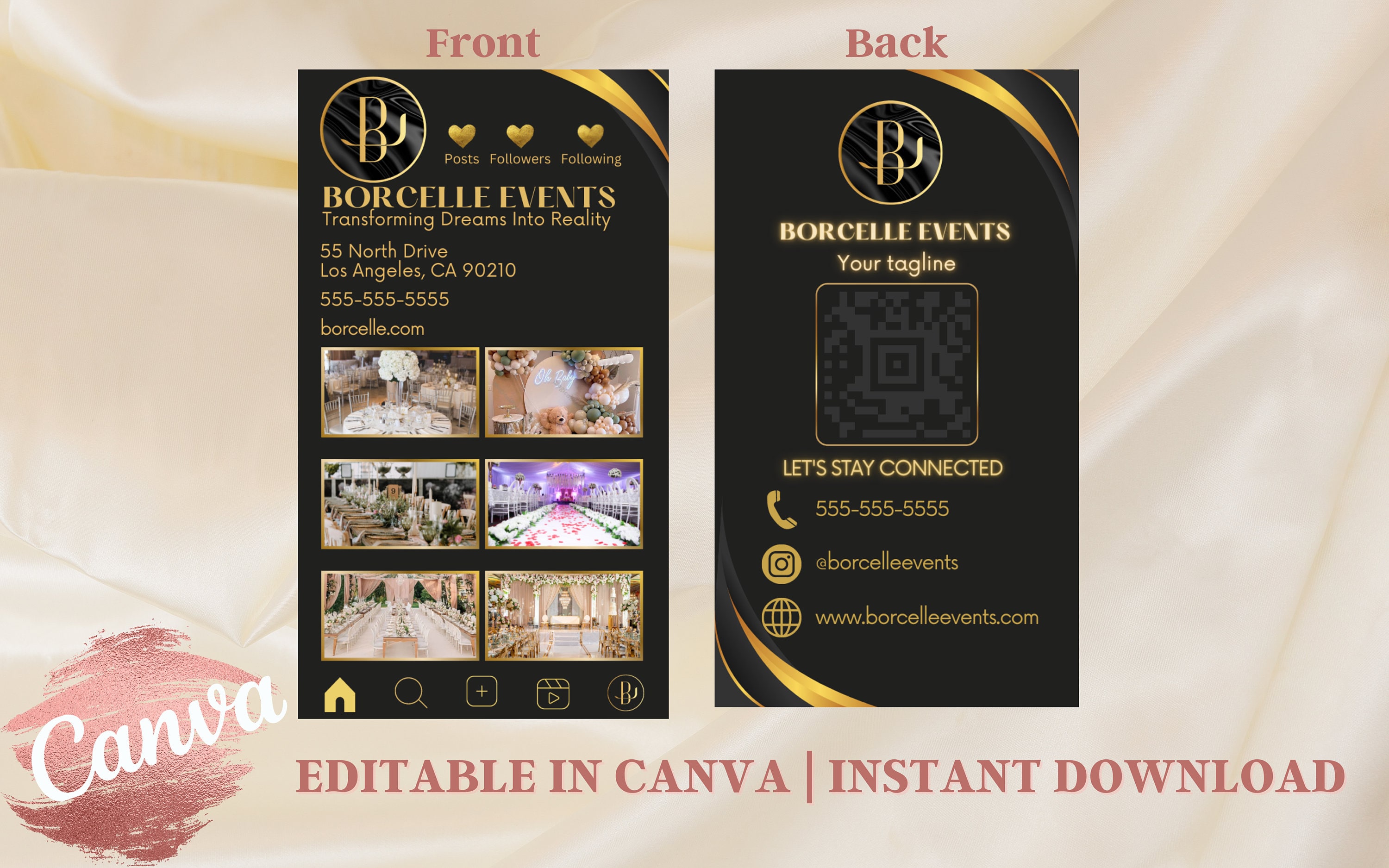 DIY Editable Business Card Template - Instagram Digital Premade Event ...