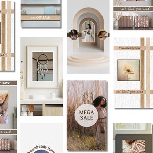 Boho Themed Canva Instagram Template Bundle | Canva Template Bundle Kit ...