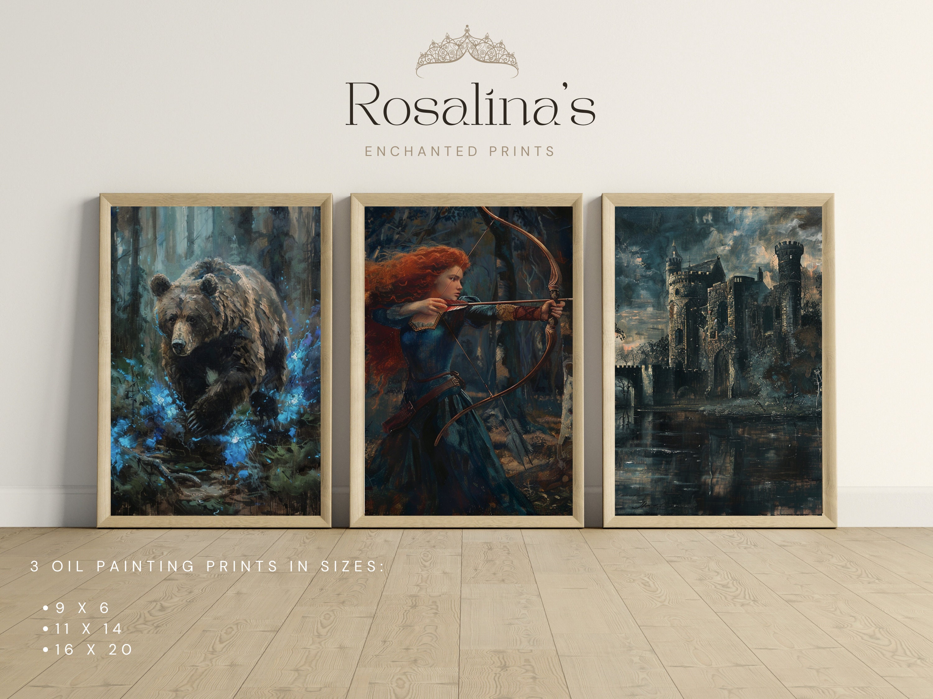 Printable Vintage Merida Oil Painting Set of 3 | Download Art, Tangled ...