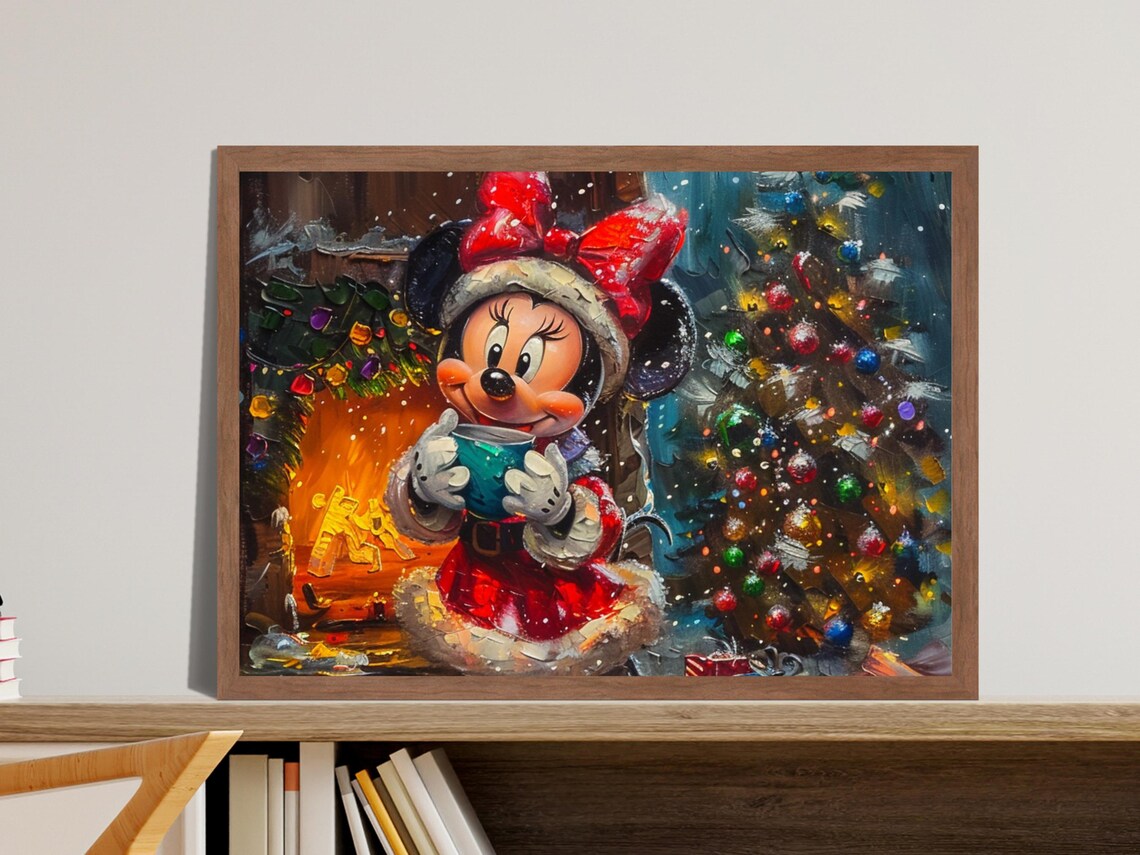 Printable Vintage Holiday Minnie Mouse Oil Painting | Download Art ...