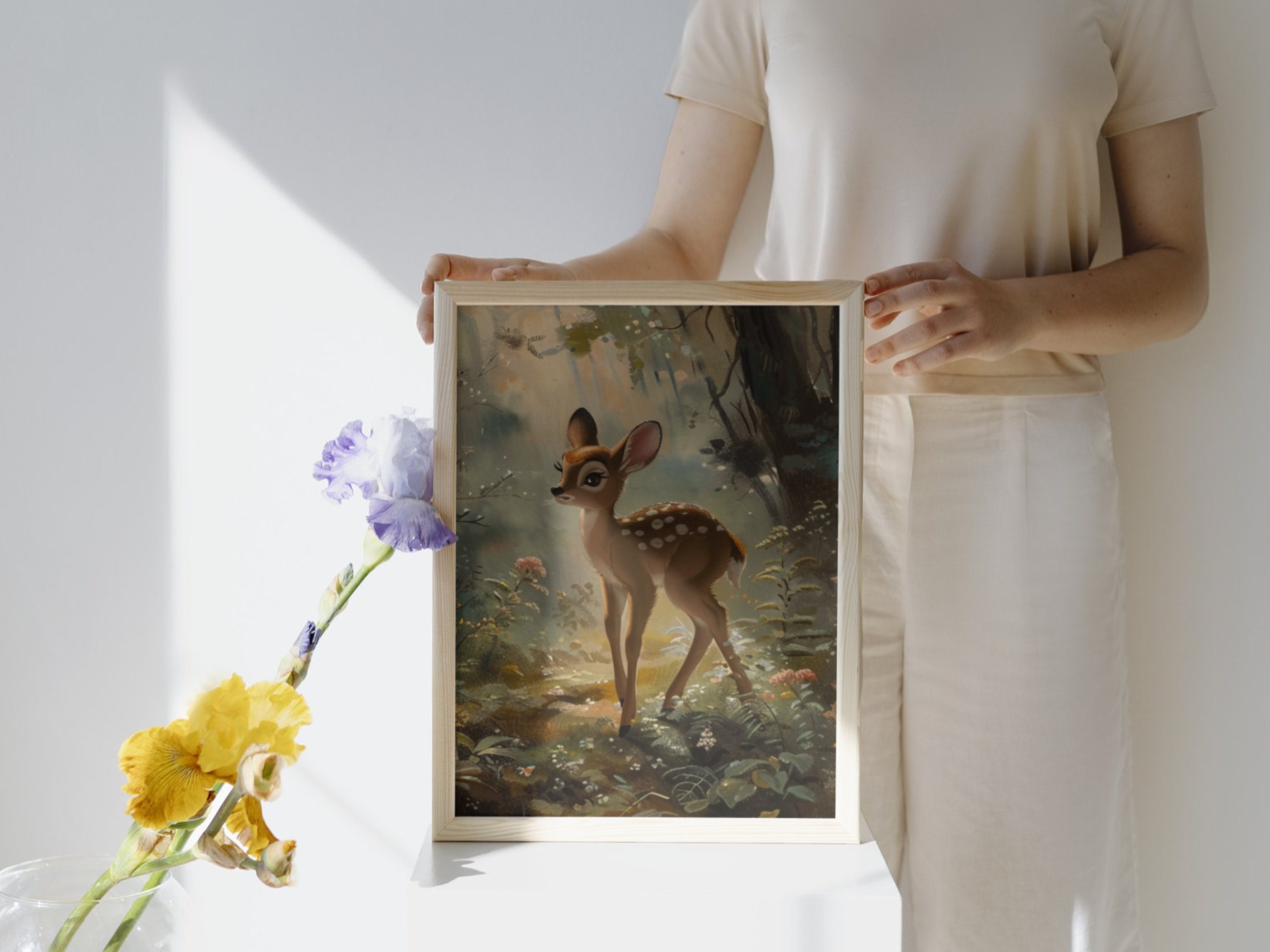 Printable BAMBI Oil Painting Digital Print Set, Vintage Nursery Art ...