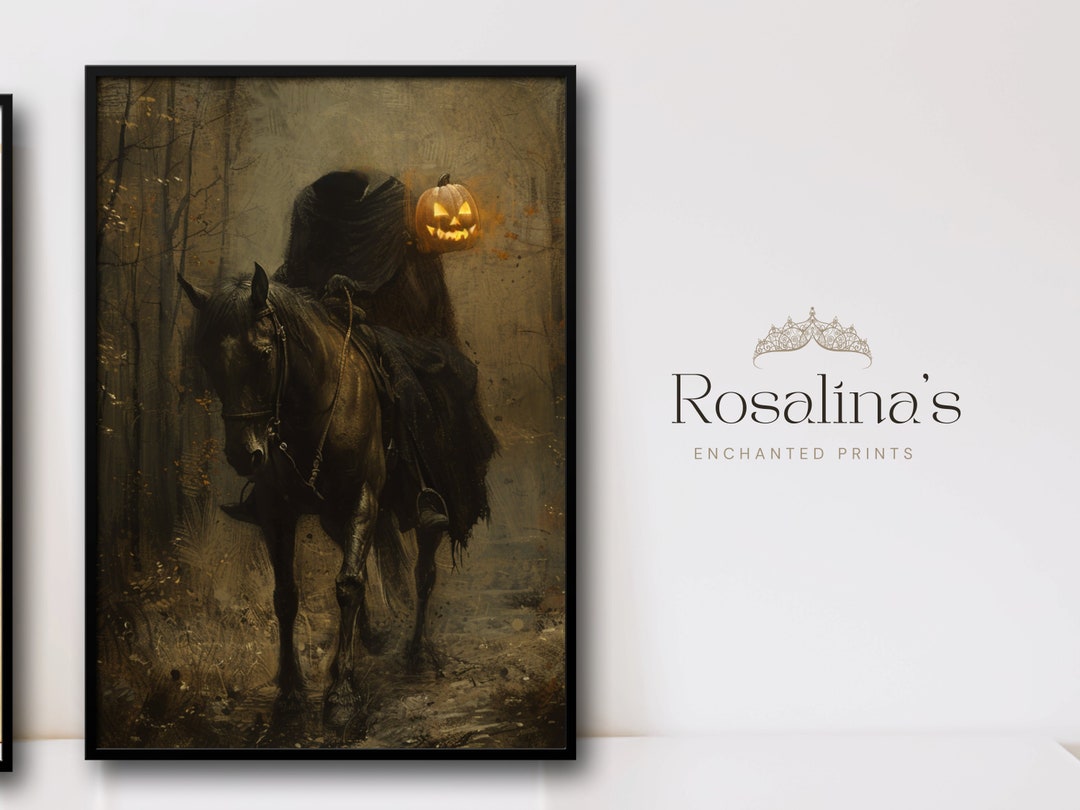 Printable Vintage HEADLESS HORSEMAN Oil Painting | Download Art, Gothic ...
