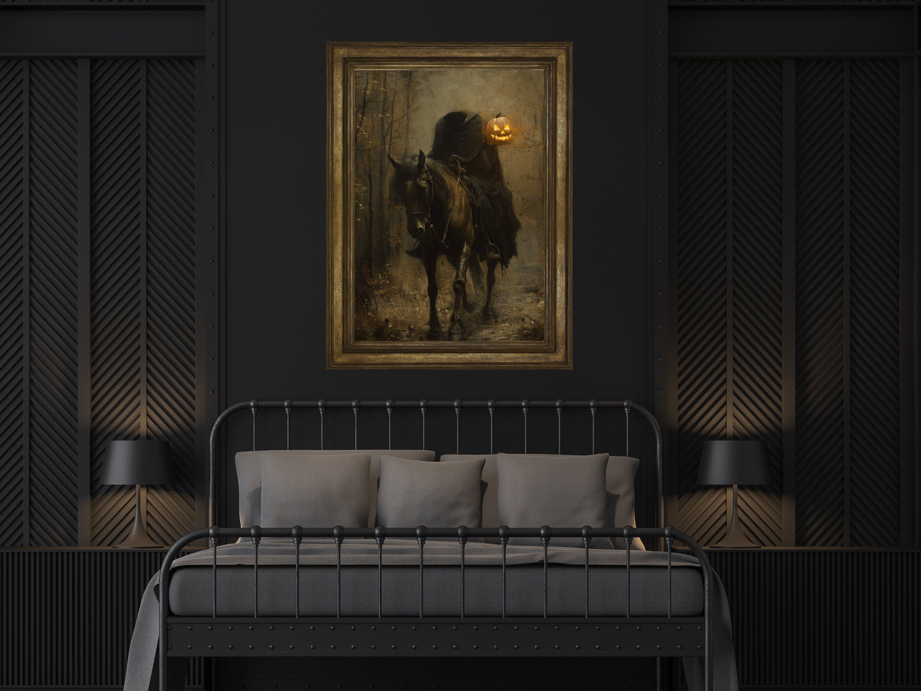 Printable Vintage HEADLESS HORSEMAN Oil Painting | Download Art, Gothic ...