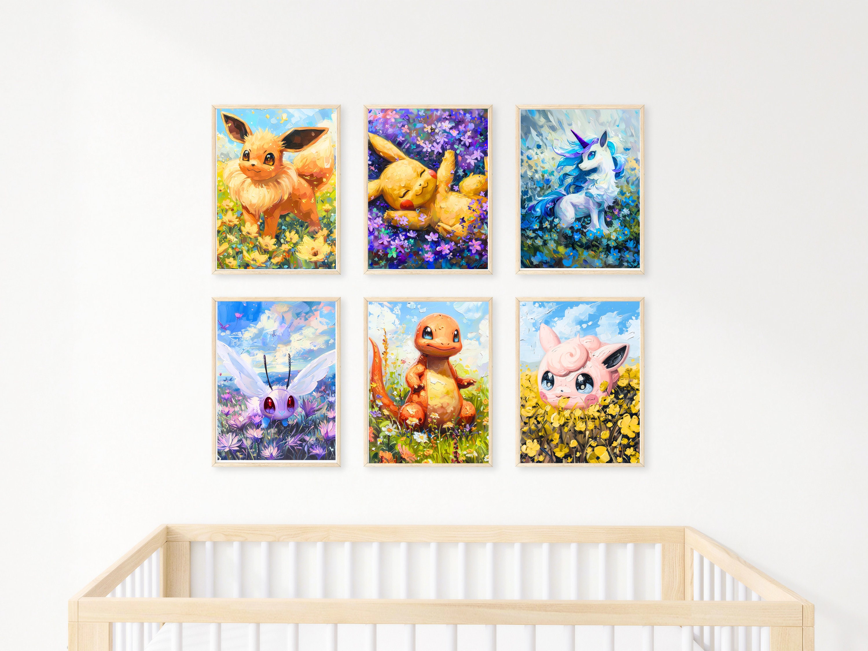 Printable POKEMON Oil Painting Set of 3 Download Art, Spring Floral ...