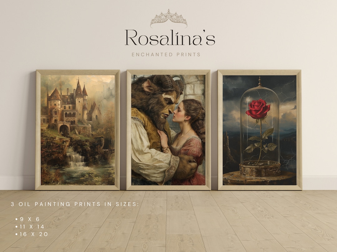 Printable Beauty and the Beast Vintage Fairytale Landscape Art Print ...